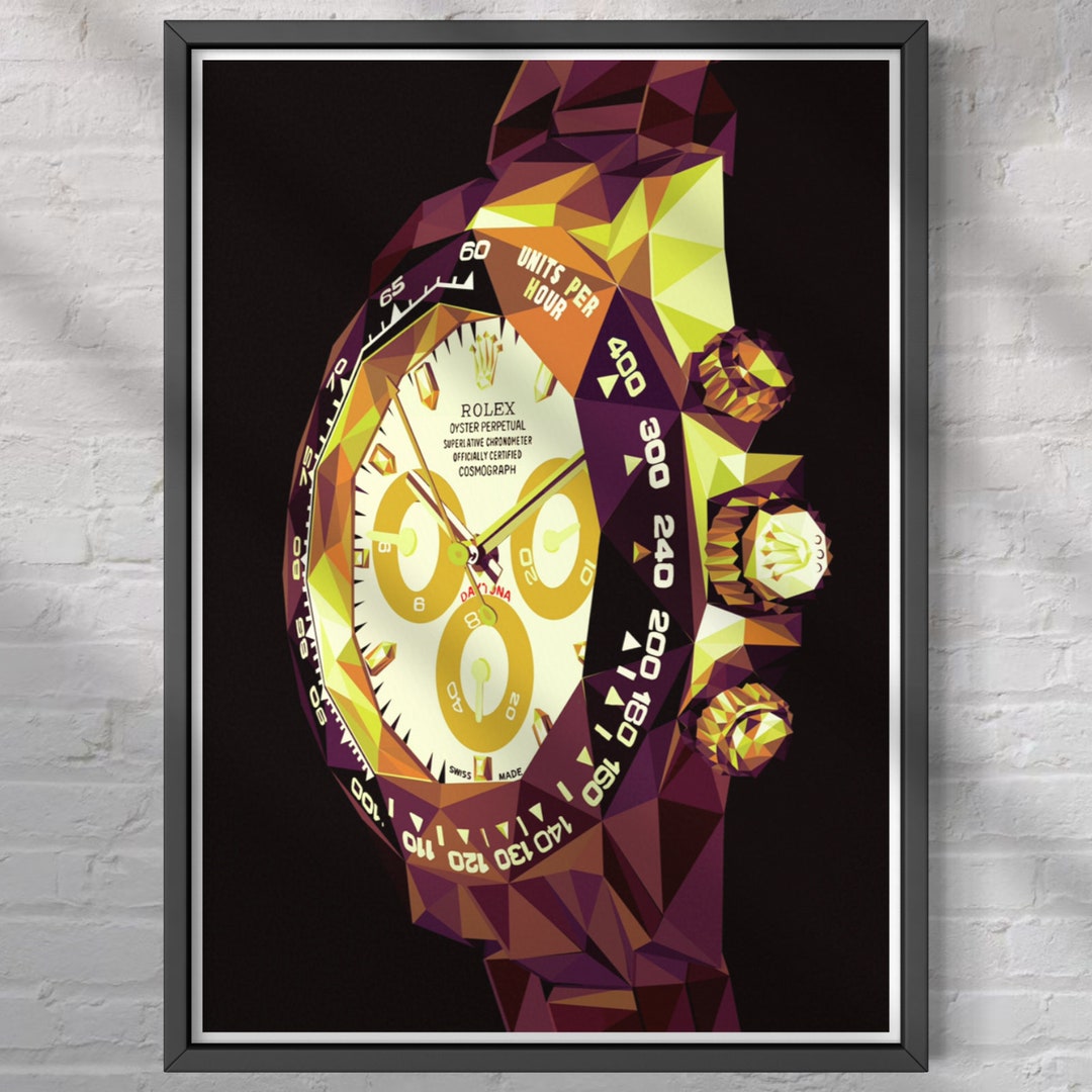 Hand Painted Daytona Polygon Gold Art, Rolex Watch Art Piece, Luxury ...
