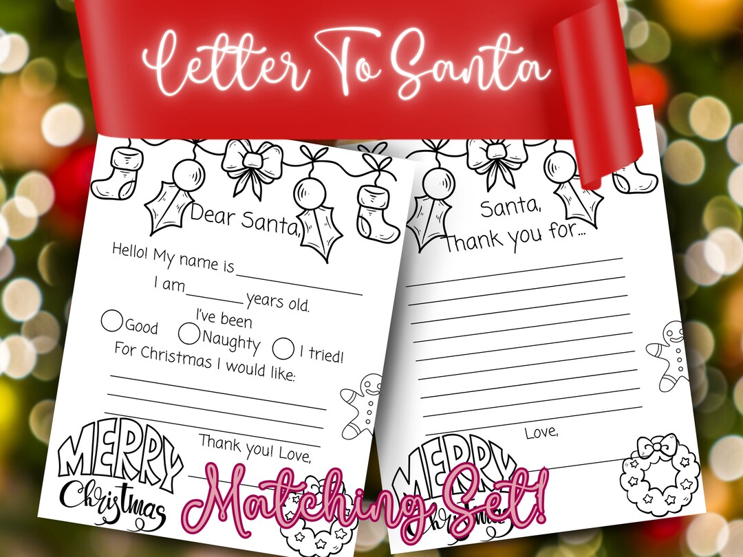 Letter to Santa Coloring Page Printable Dear Santa Letter Christmas ...