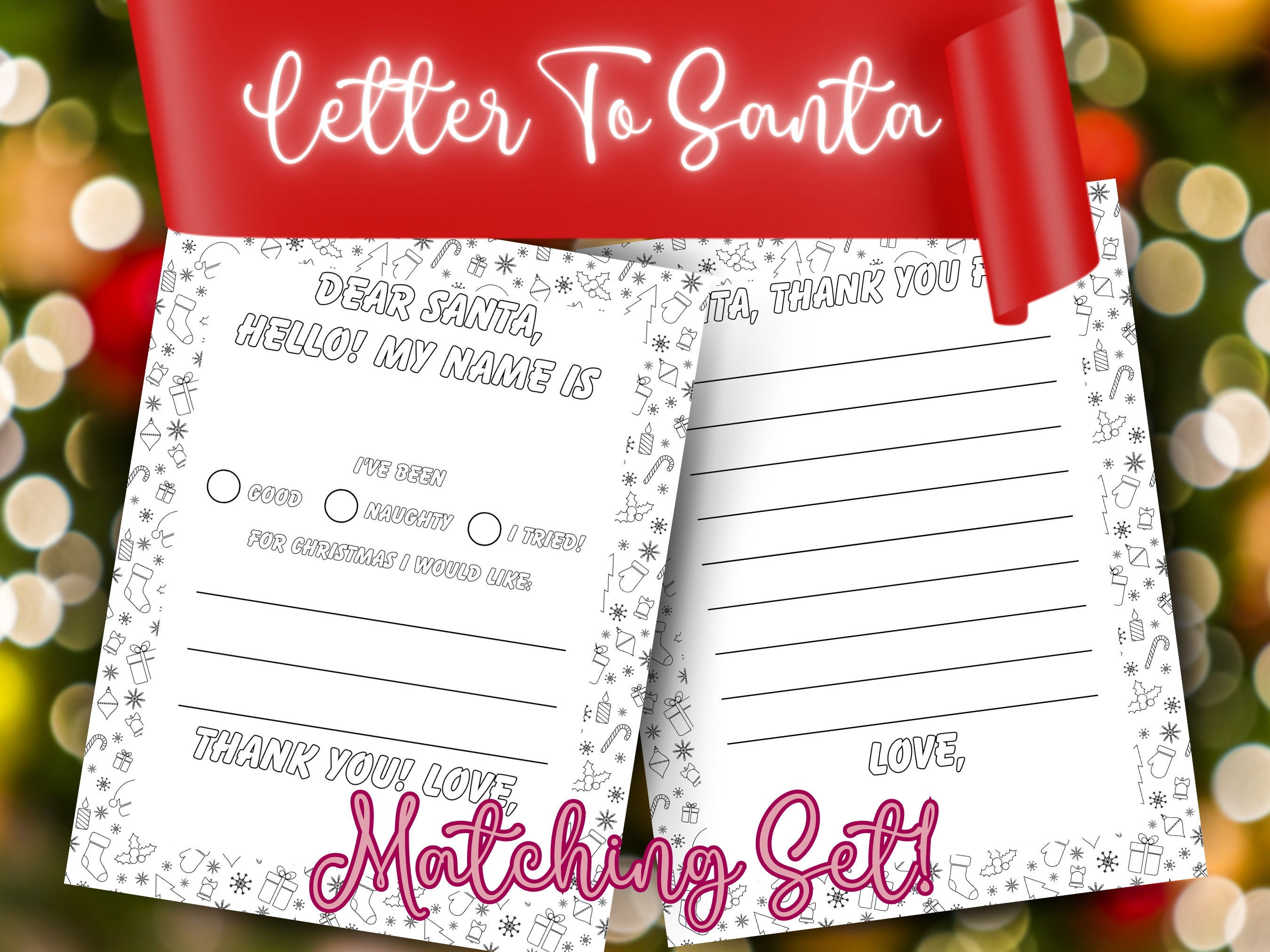 Letter to Santa Coloring Page Printable Dear Santa Letter Christmas ...