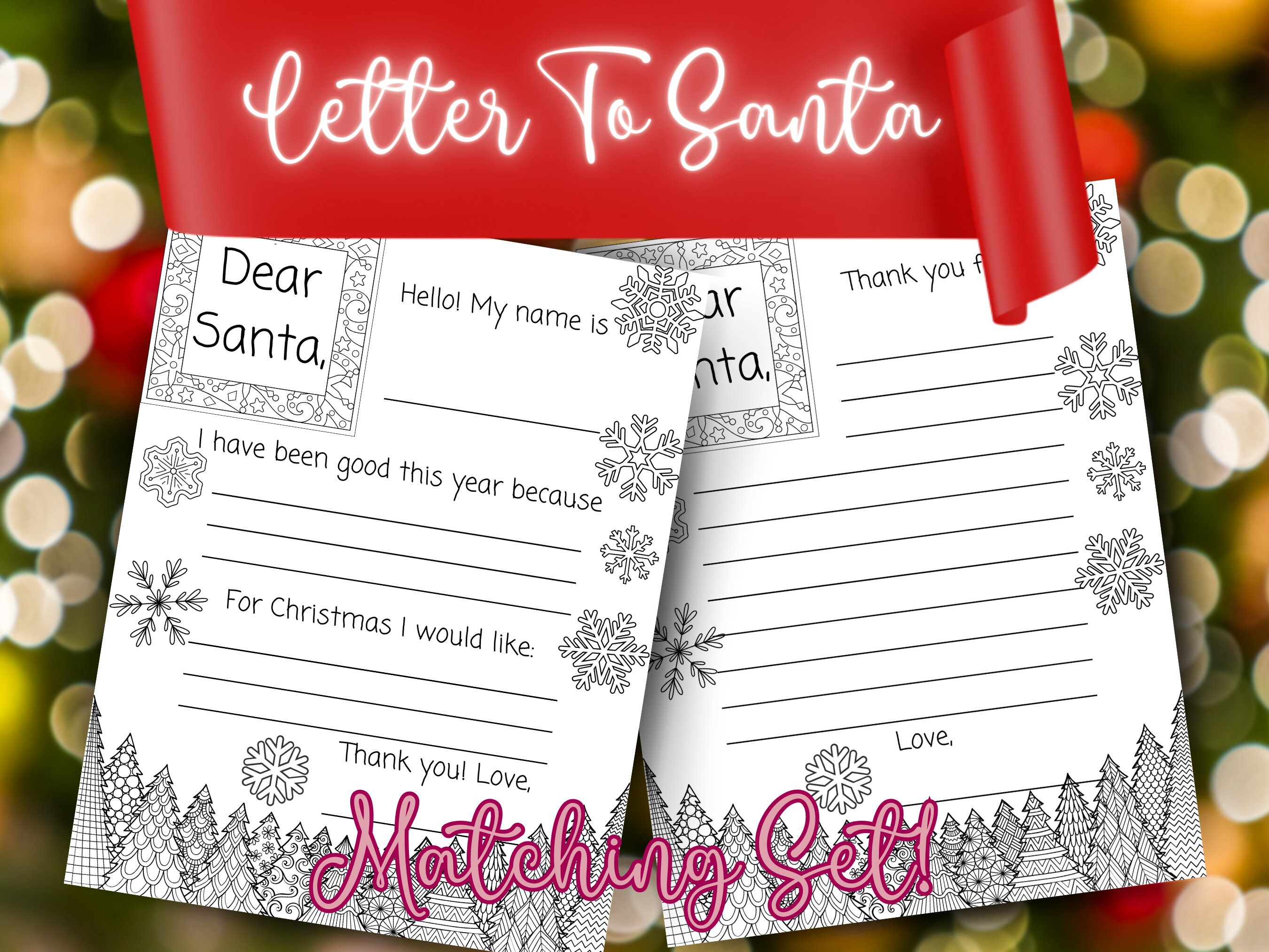 Letter to Santa Coloring Page Printable Dear Santa Letter - Etsy