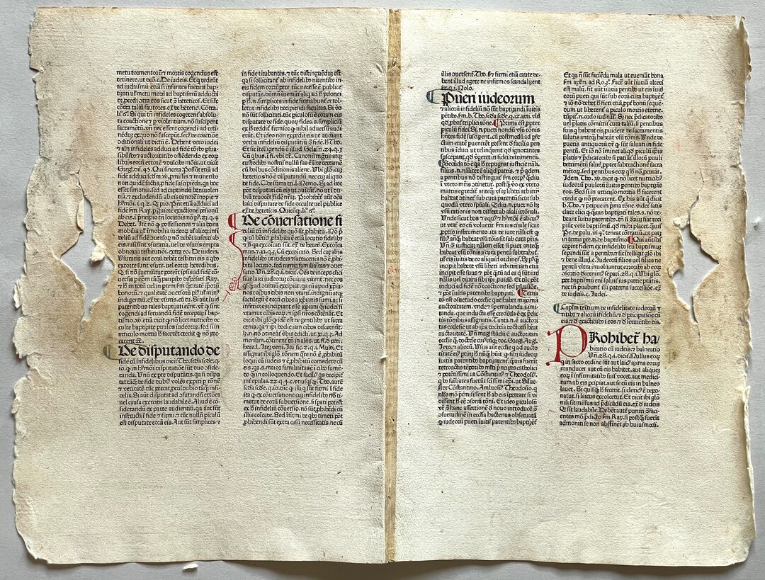 1474 Original Book Page Double Page From the Year 1474 - Etsy