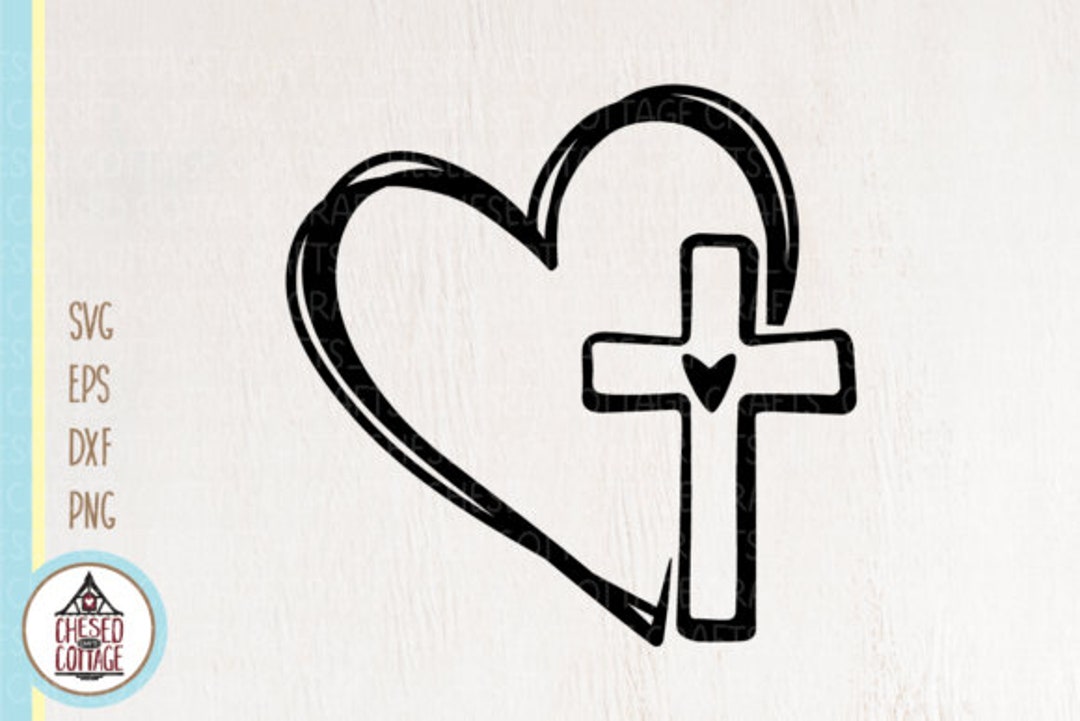 Corazón abierto con cruz svg archivo svg de cruces svg de - Etsy España