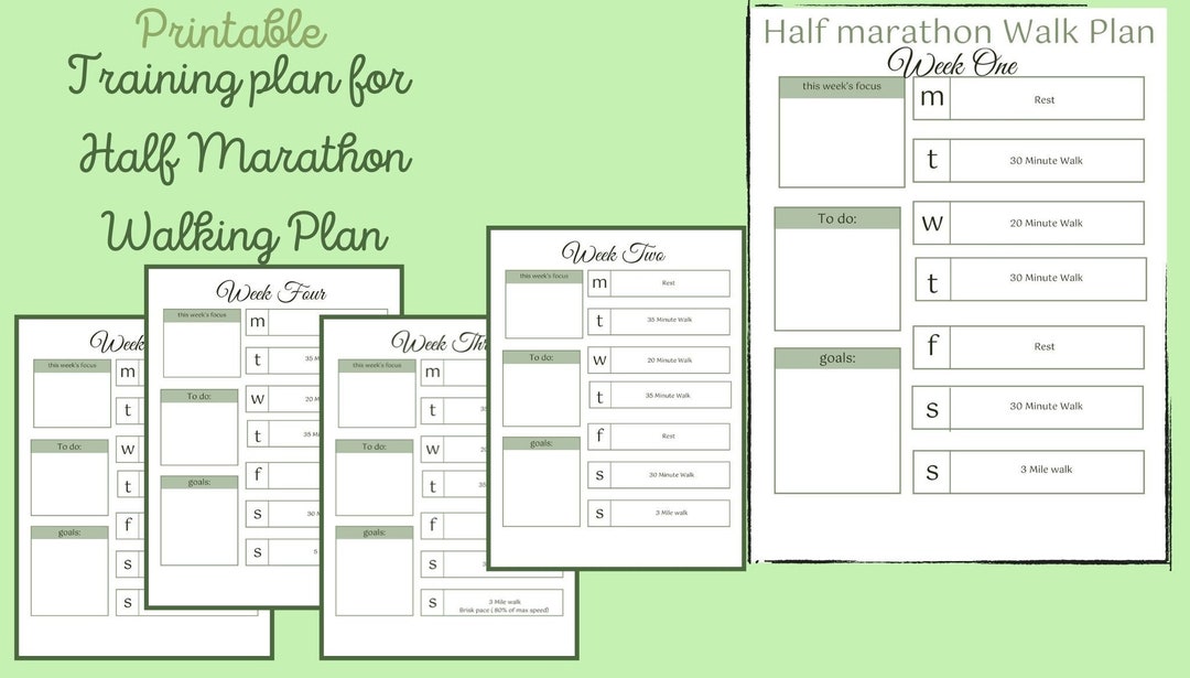 Walking Plan, Half Marathon, Walking Training, Fitness Journal - Etsy
