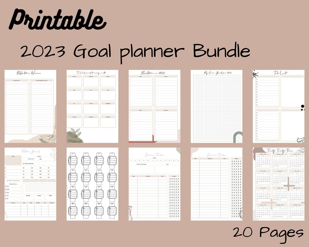 Goal Planner BUNDLE 2023 Goals Tracker New Year Resolutions - Etsy