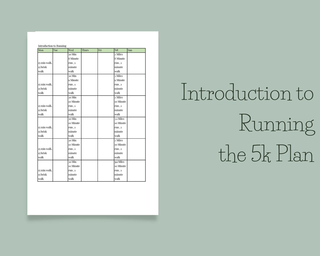 Introduction to Running 5K Training Plan and Fitness Journal - Etsy