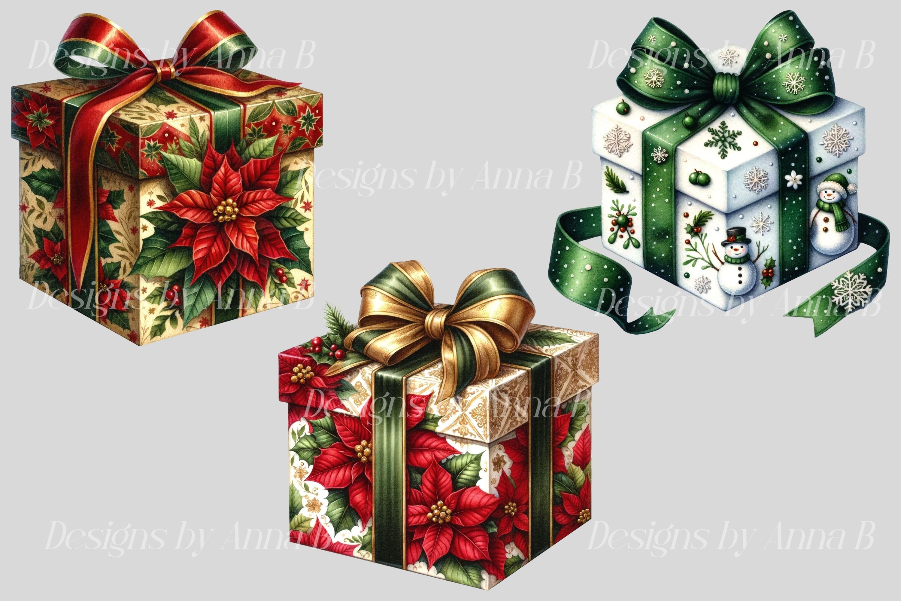 Watercolor Christmas Gift Box Clipart, Holiday Presents (15 PNG) - Etsy