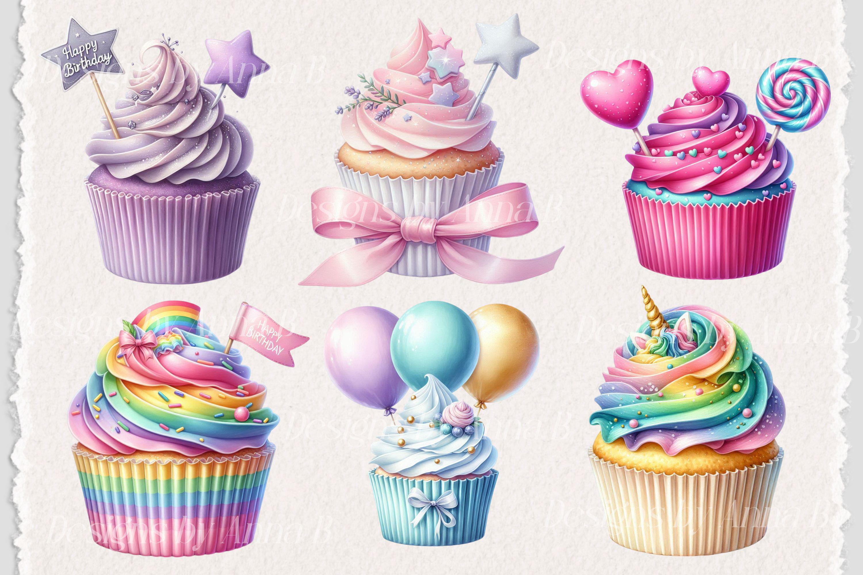 Birthday Cupcake Clipart, Pastel Dessert Pngs (digital Download) - Etsy