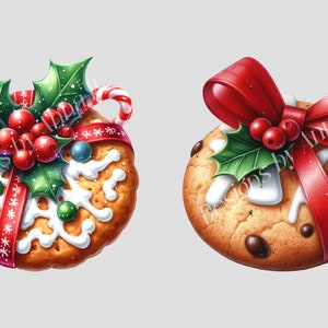 Watercolor Christmas Cookie Clipart, 10 High Quality PNG Files ...