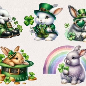 St Patricks Day Bunny Clipart, Irish Holiday PNG (digital Download) - Etsy