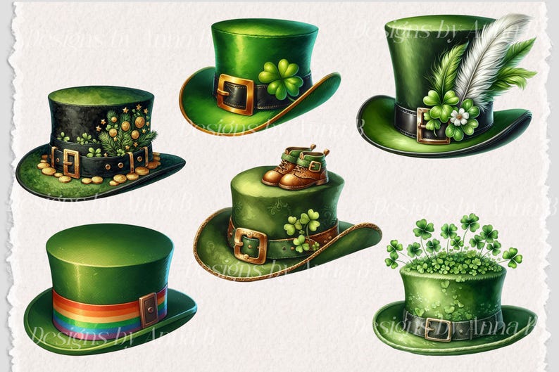 Watercolor Leprechaun Hat Clipart: St. Patrick's Day Graphics (digital ...