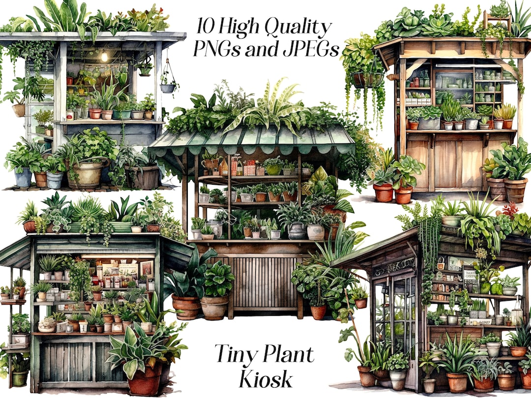 Plant Kiosk Clipart, Botanical Market Stand Illustration, Garden Shop ...
