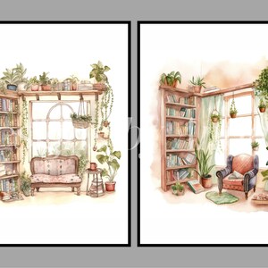 Watercolor Cozy Reading Corner Clipart, 10 High Quality JPEG and PNG ...
