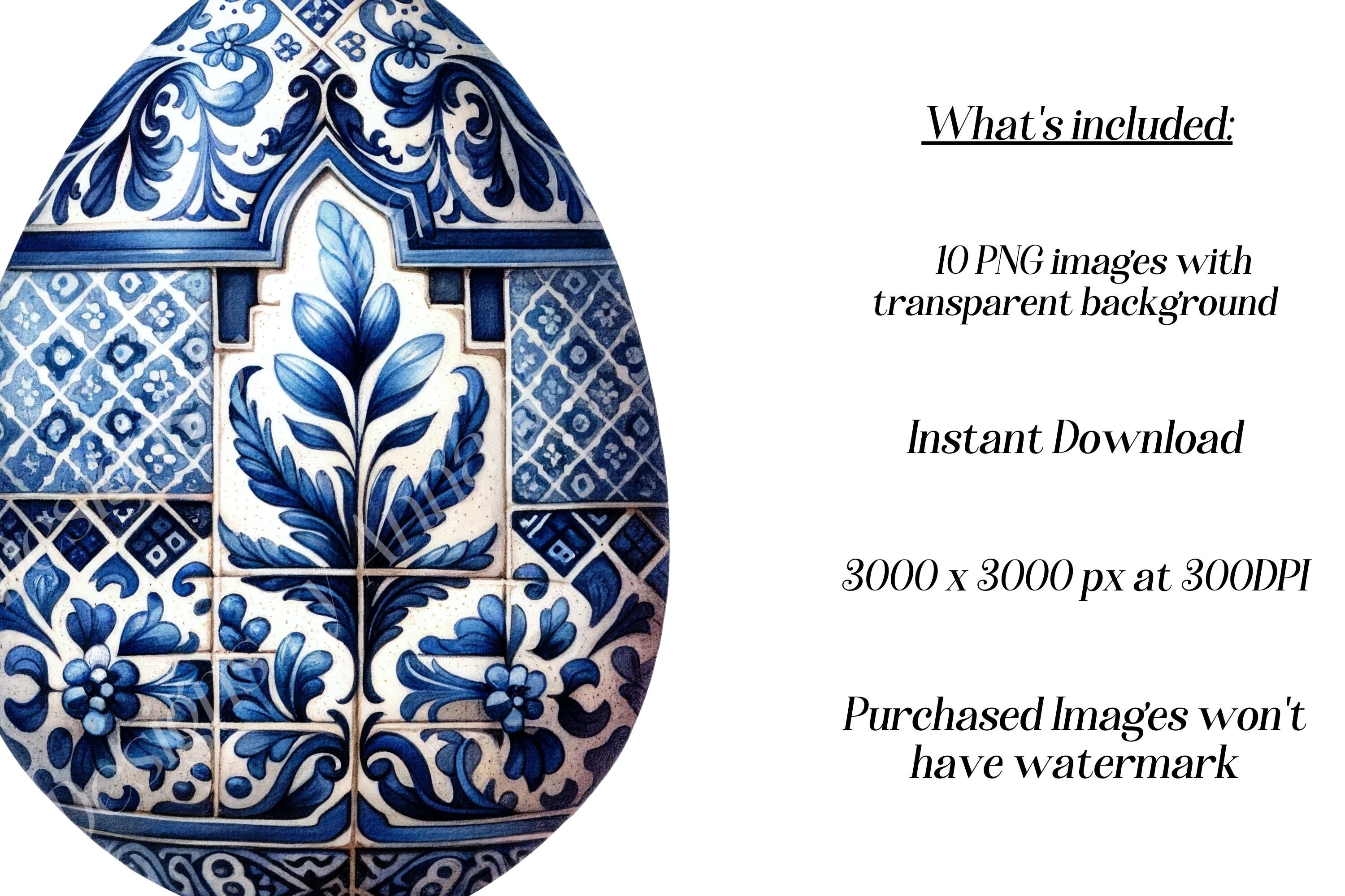 Easter Egg Clipart: Floral Tile Pattern (10 PNG Files) - Etsy