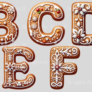 Watercolor Gingerbread Cookie Alphabet Clipart (PNG Files) - Etsy