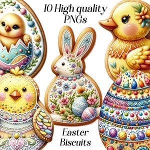 Watercolor Easter Biscuits Clipart, 10 High Quality PNG Files, Cute ...