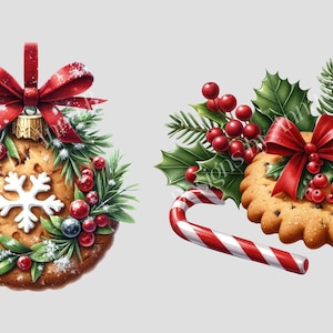 Watercolor Christmas Cookie Clipart, 10 High Quality PNG Files ...