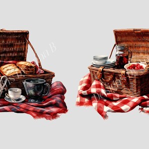 Watercolor Picnic Basket Clipart: Summer Food Graphics (PNG Files) - Etsy