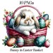 Watercolor Bunny in Easter Basket Clipart, 10 High Quality PNG Files ...