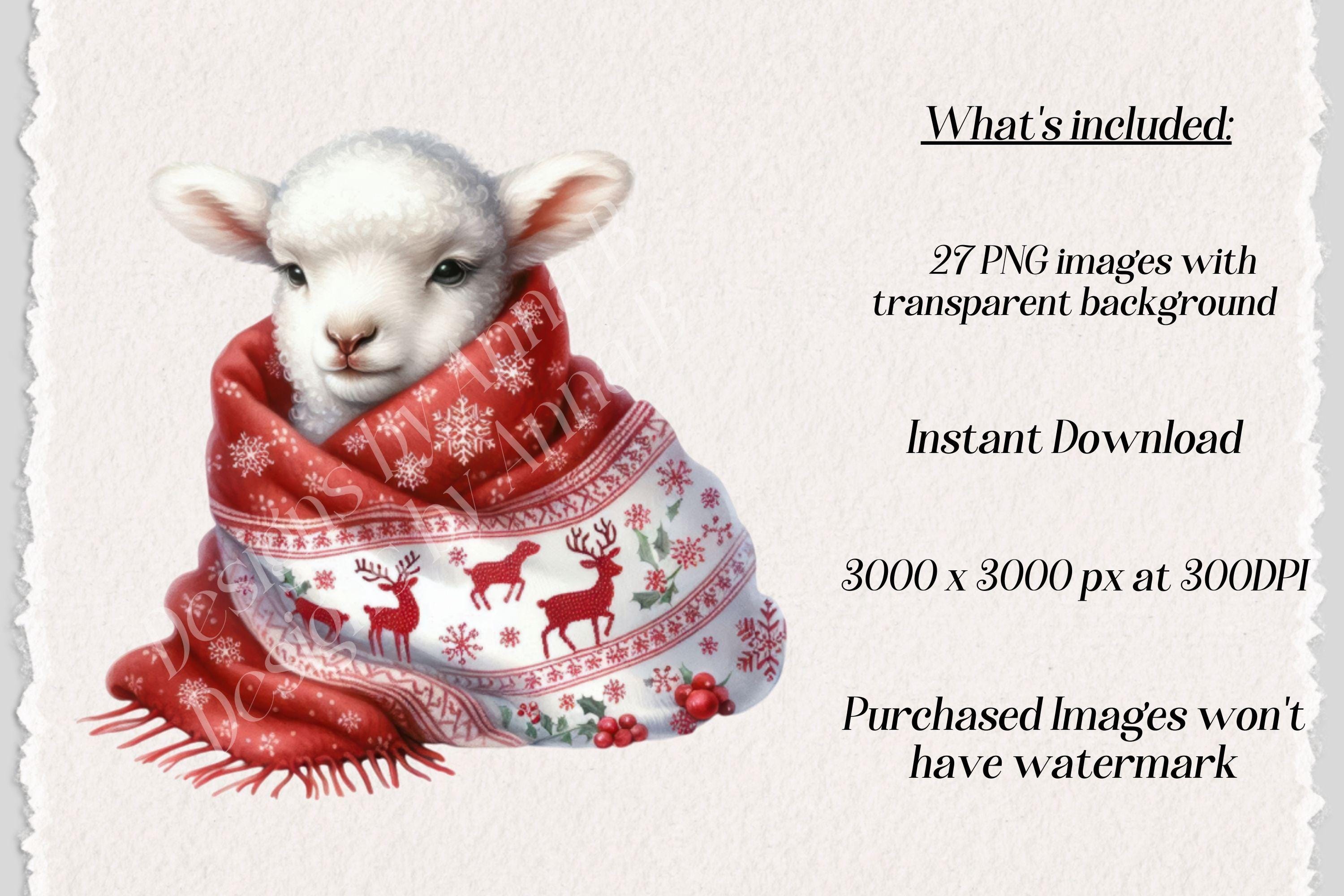 Christmas Animals Clipart: Watercolor Holiday PNG Images (digital ...