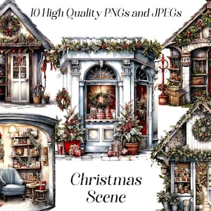 Watercolor Christmas Clipart, 10 High Quality JPEG and PNG Files ...