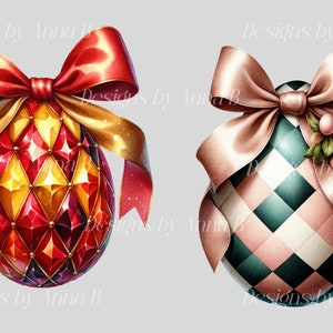 Watercolor Easter Egg With Bow Clipart, 10 High Quality PNG Files ...