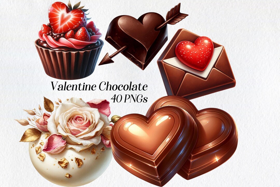 Valentine Chocolates Clipart, Watercolor Chocolate Sweets Clip Art, Png ...
