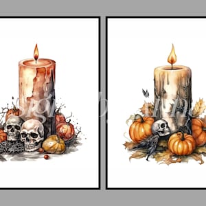 Watercolor Halloween Candle Clipart: Spooky Jpegs/pngs (digital ...