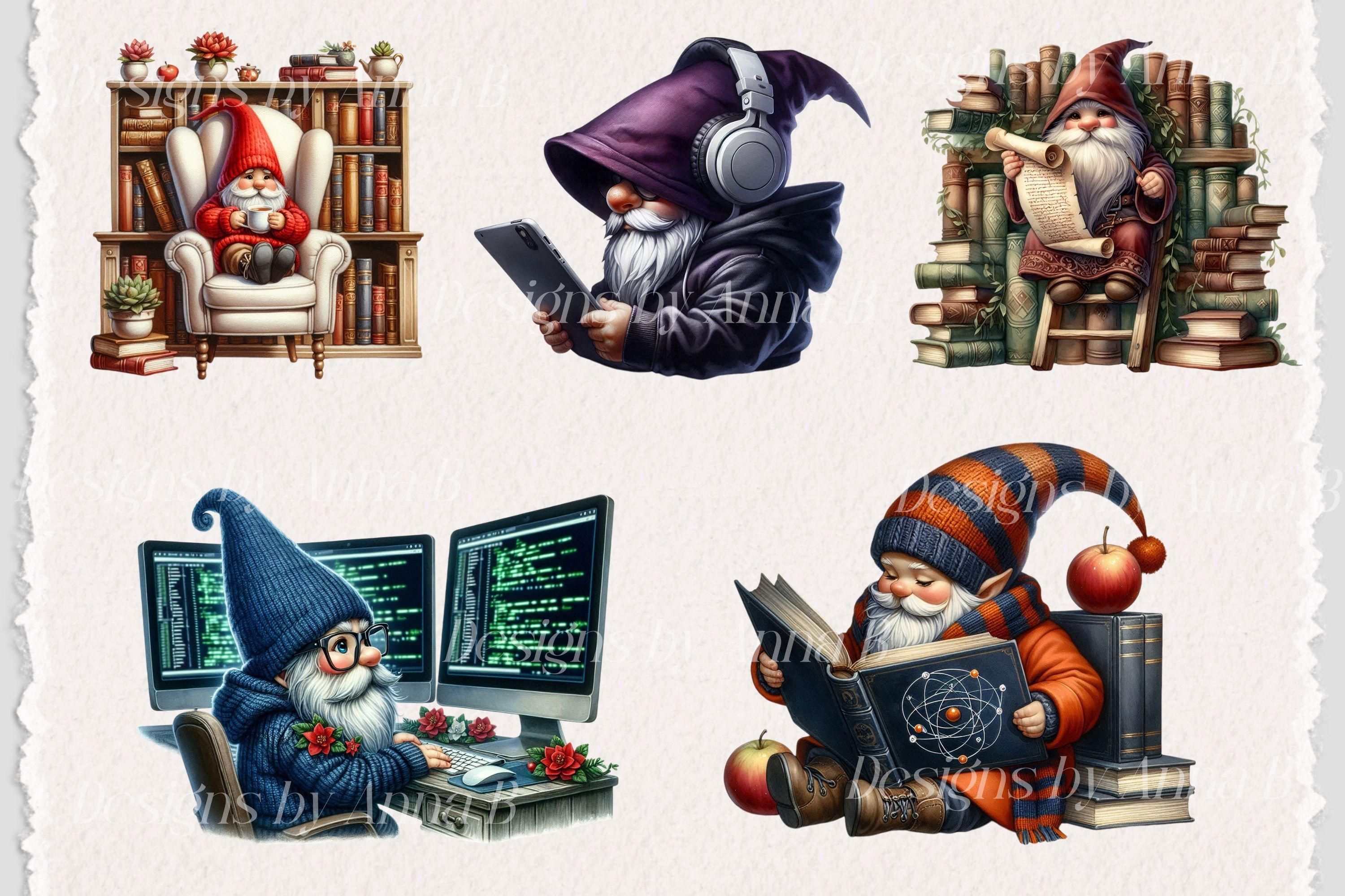 Watercolor Nerdy Gnome Clipart: Science, Physics, Wizard (PNG Digital ...