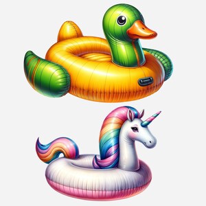 Watercolor Inflatable Pool Toys Clipart, 13 PNG Files, Summer Clipart ...