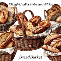 Watercolor Bread Clipart: Baked Bread Images for Commercial Use (jpgs ...