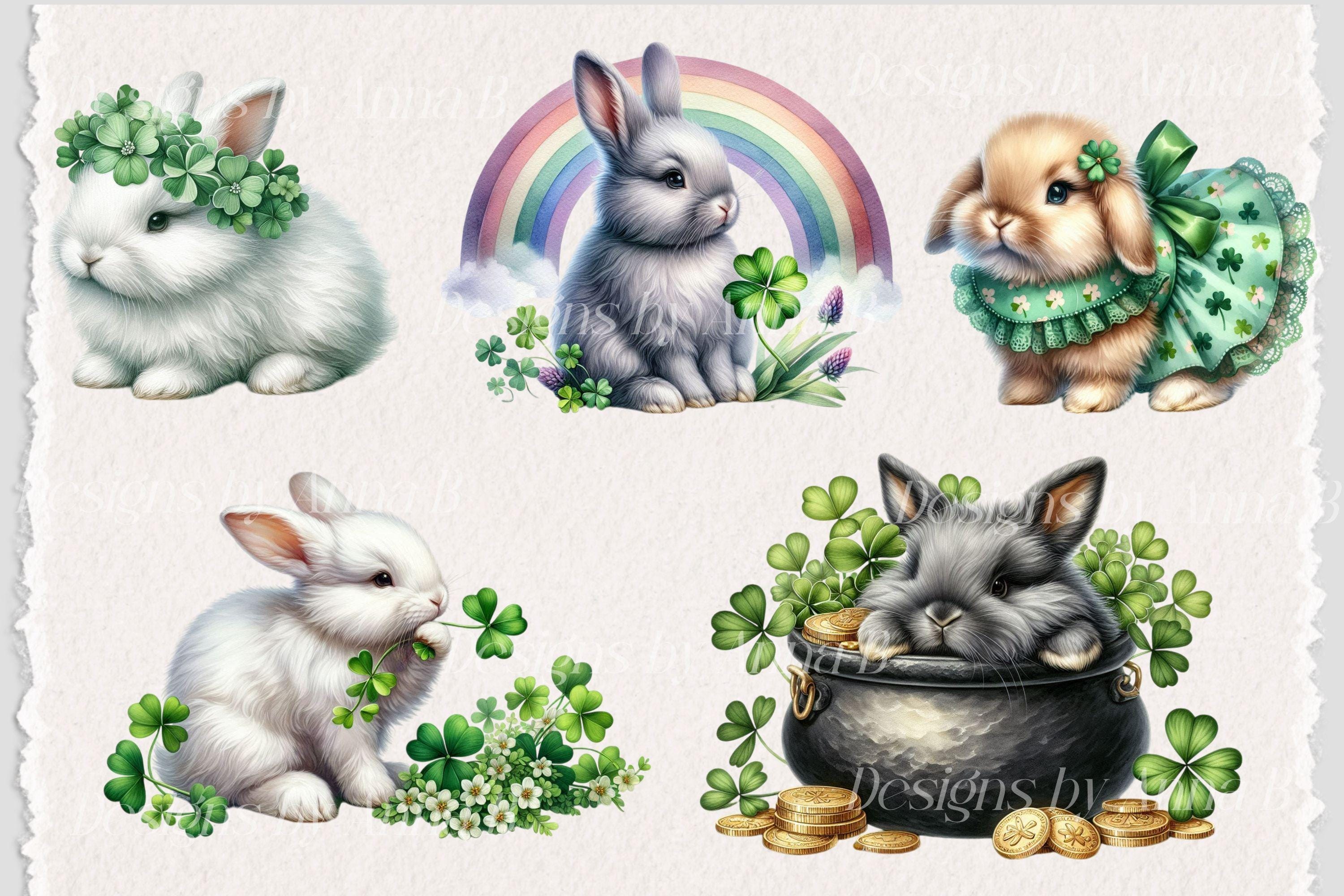 St Patricks Day Bunny Clipart, Irish Holiday PNG (digital Download) - Etsy
