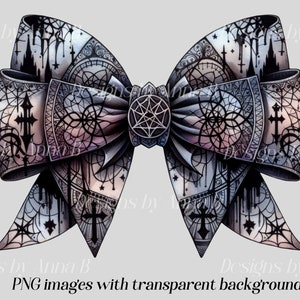 Watercolor Gothic Bow Clipart: Black Bow Illustration (14 PNG Files) - Etsy