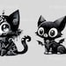 Watercolor Gothic Black Cat Clipart: Halloween Skeleton Kitten (PNG ...