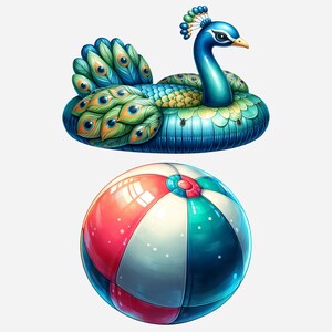 Watercolor Inflatable Pool Toys Clipart, 13 PNG Files, Summer Clipart ...