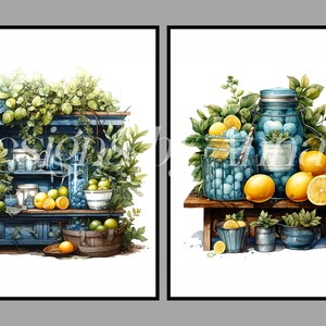 Watercolor Blue Lemonade Stand Clipart, 10 High Quality JPEG and PNG ...