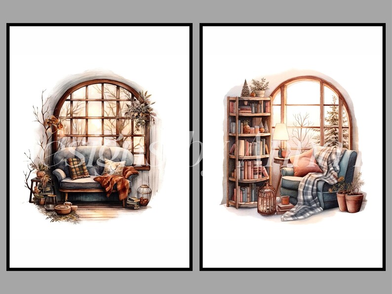 Watercolor Cozy Winter Clipart 10 High Quality JPEG and PNG - Etsy