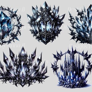 Gothic Crystals Clipart, Watercolor Crystals Clip Art, Gems Png, Dark ...