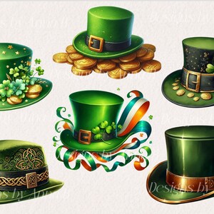 Watercolor Leprechaun Hat Clipart: St. Patrick's Day Graphics (digital ...