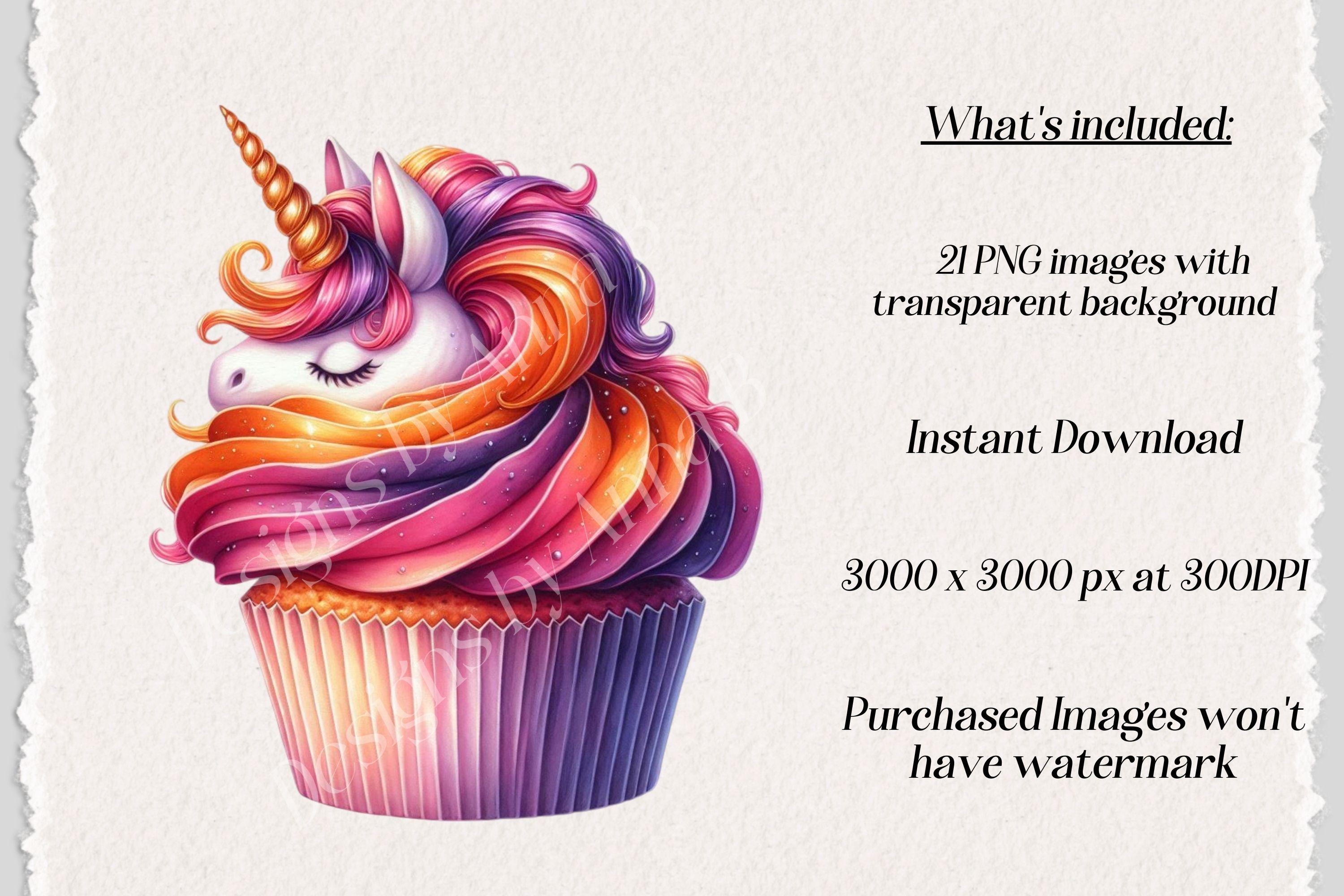 Unicorn Cupcake Clipart, Cute Cupcake Clip Art, Png, Girly Cupcake ...