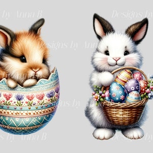 Watercolor Easter Bunny Clipart, 10 High Quality PNG Files, Easter Clip ...