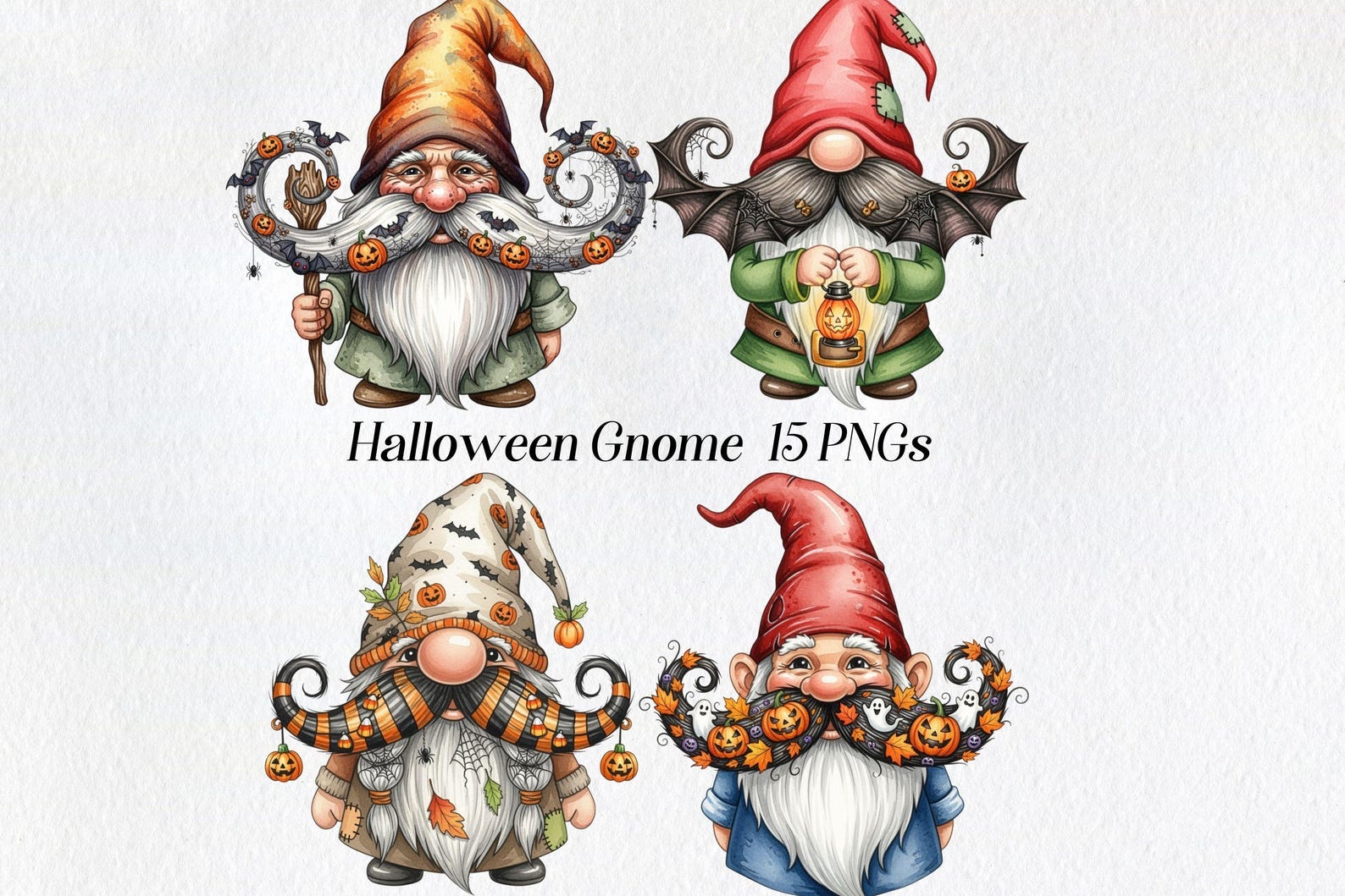 Watercolor Halloween Gnome Clipart: Spooky PNG Images (digital Download ...