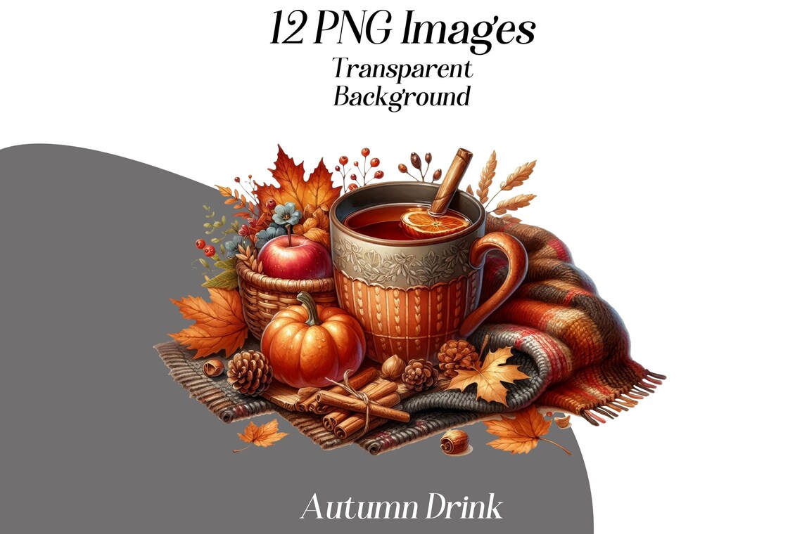 Autumn Drink Clipart: 12 Cozy PNG Files (digital Download) - Etsy