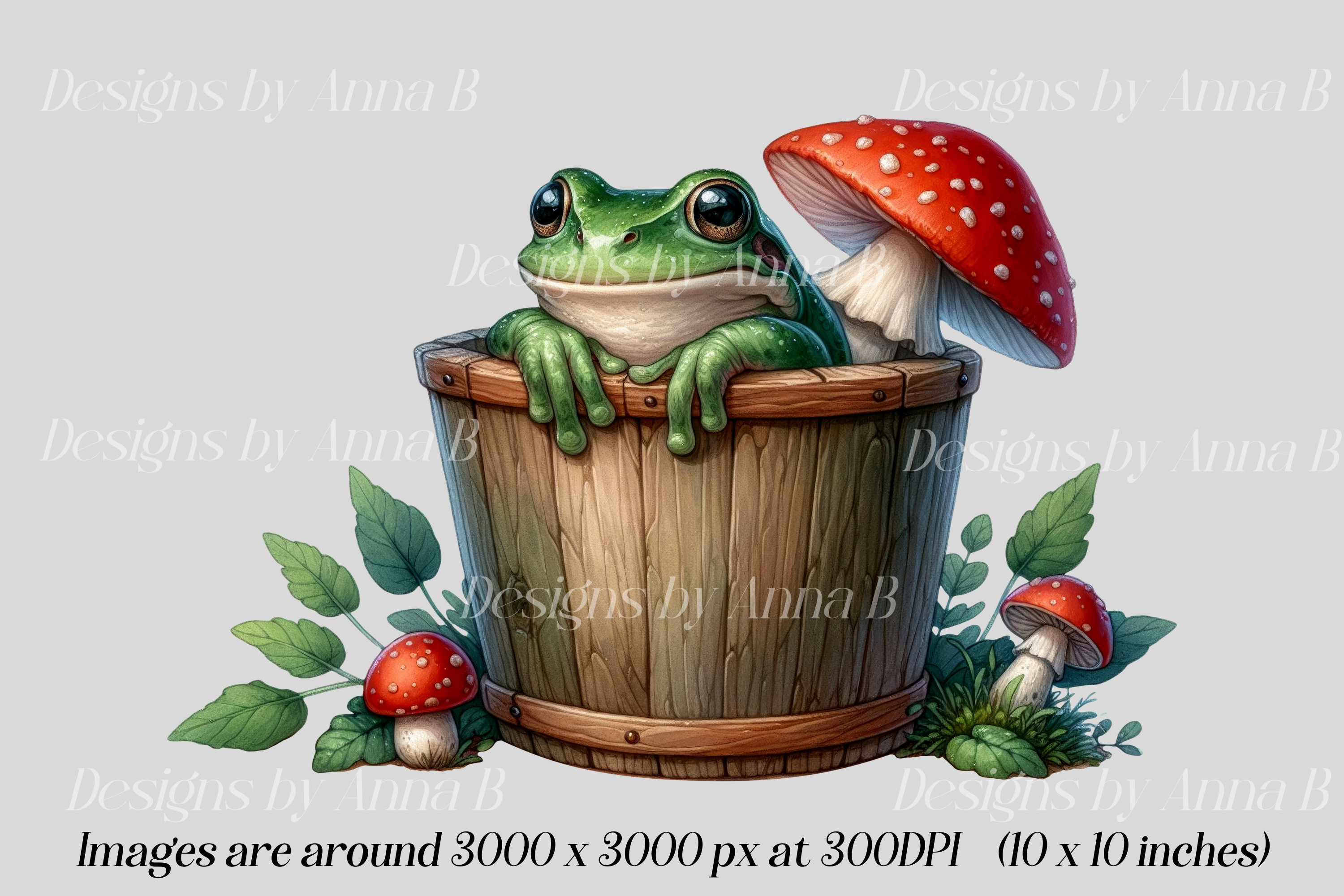 Watercolor Frog Clipart, Cottagecore Animal Illustration (12 PNG Files ...