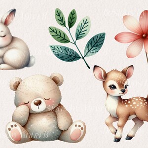 Forest Friends Clipart Set - Cute Woodland Animals and Nature Scenery ...