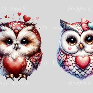 Owl With Hearts Clipart, Valentine Owl Clip Art, Png, Woodland Bird ...
