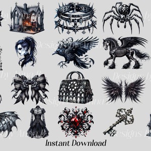 Watercolor Gothic Clipart Bundle: Spooky Halloween Graphics (PNG ...