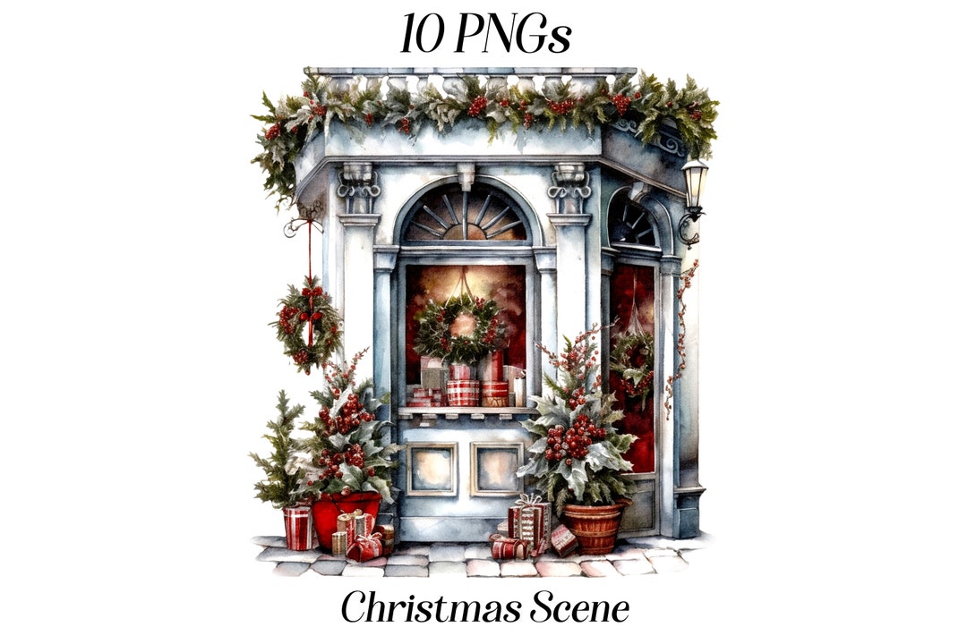 Watercolor Christmas Clipart, 10 High Quality JPEG and PNG Files ...