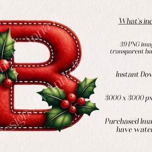 Red Felt Christmas Alphabet Clipart, Christmas Font, Winter Alphabet ...