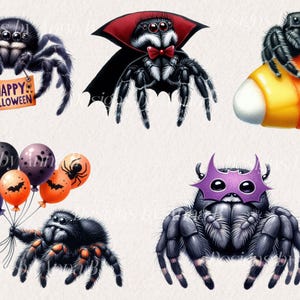 Spooky Halloween Jumping Spider Watercolor Clipart (digital Download ...