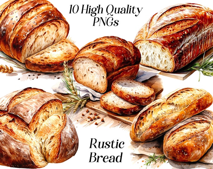 Watercolor Bread Clipart, Floral Bakery Illustrations, Food Clip Art ...